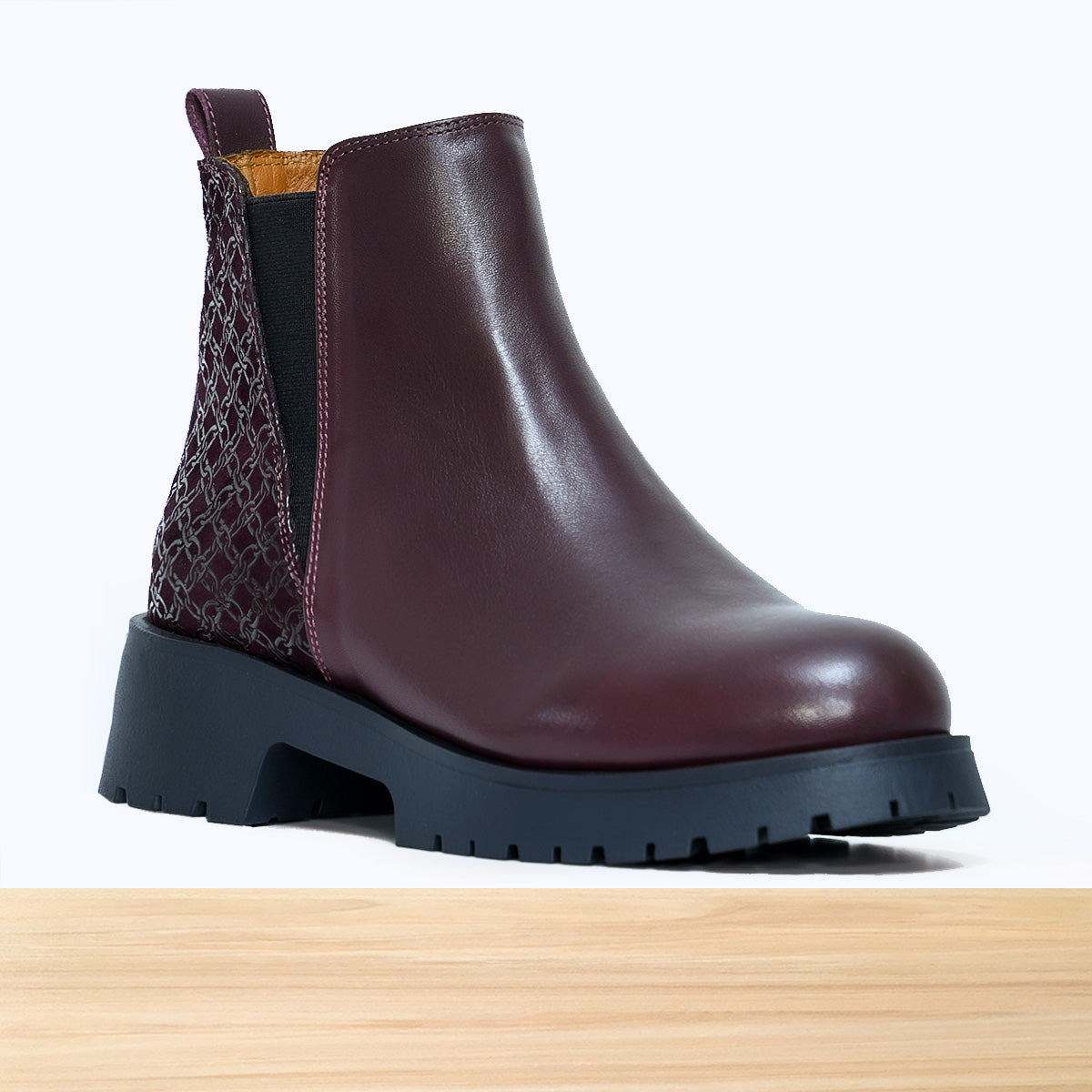 Virna Bottine Femme Cuir Bordeaux Zip Élégante | Maroc – SANTIAGO®